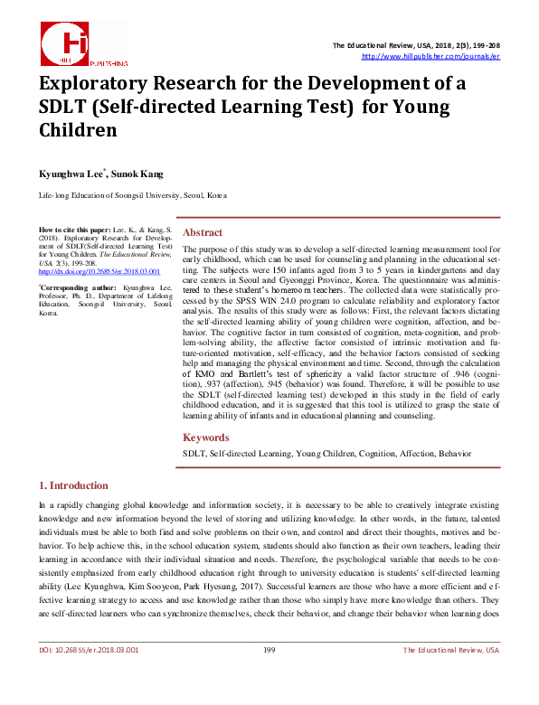 (PDF) Exploratory Research for the Development of a SDLT (Self-directed ...