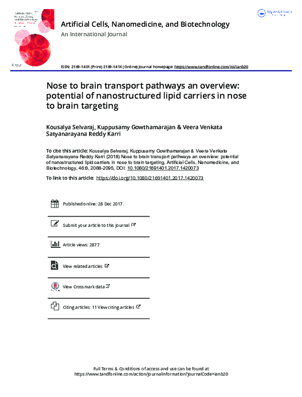 (PDF) Nose to brain transport pathways an overview: potential of ...