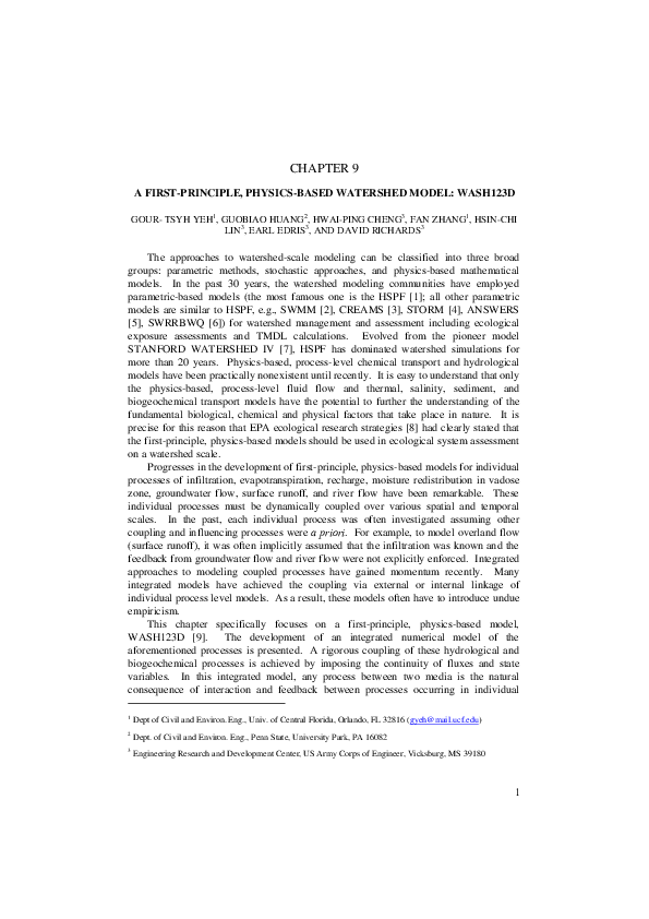 (PDF) A First-Principle, Physics-Based Watershed Model