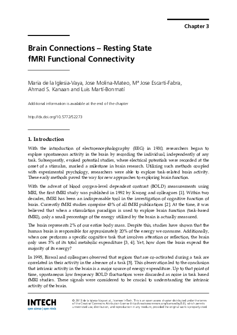 Pdf Brain Connections Resting State Fmri Functional Connectivity Maria De La Iglesia Vayá
