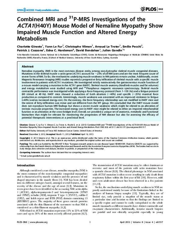 (PDF) Combined MRI and 31P-MRS Investigations of the ACTA1(H40Y) Mouse ...