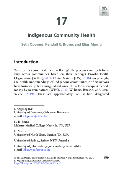 (PDF) Indigenous Community Health