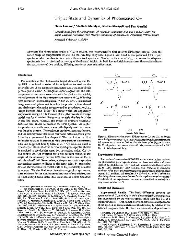 (PDF) Triplet state and dynamics of photoexcited C70
