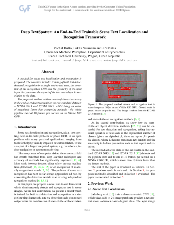 (PDF) Deep TextSpotter: An End-to-End Trainable Scene Text Localization and Recognition Framework