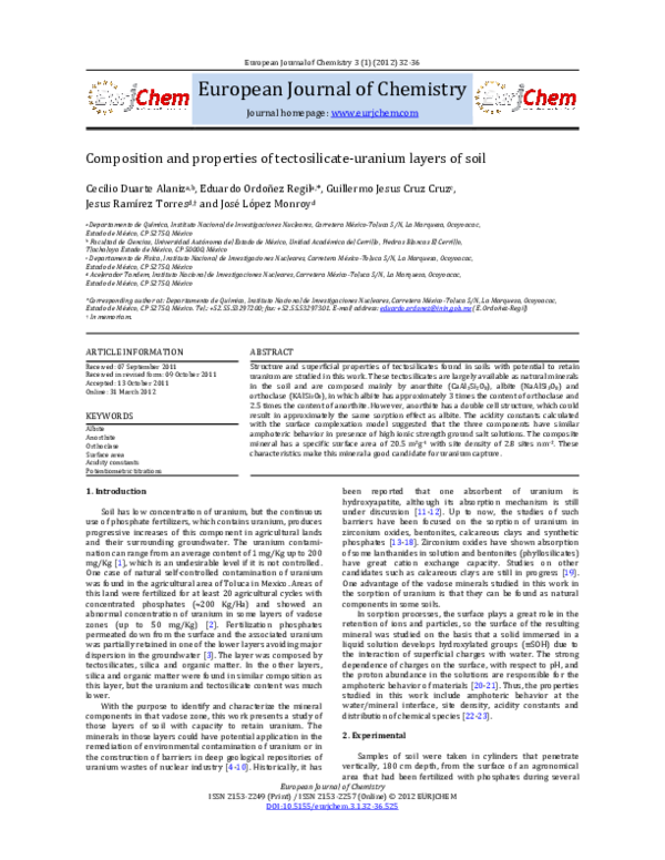 (PDF) Composition and properties of tectosilicate-uranium layers of soil