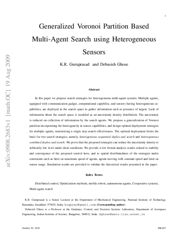 (PDF) Generalized Voronoi partition based multi-agent search using heterogeneous sensors