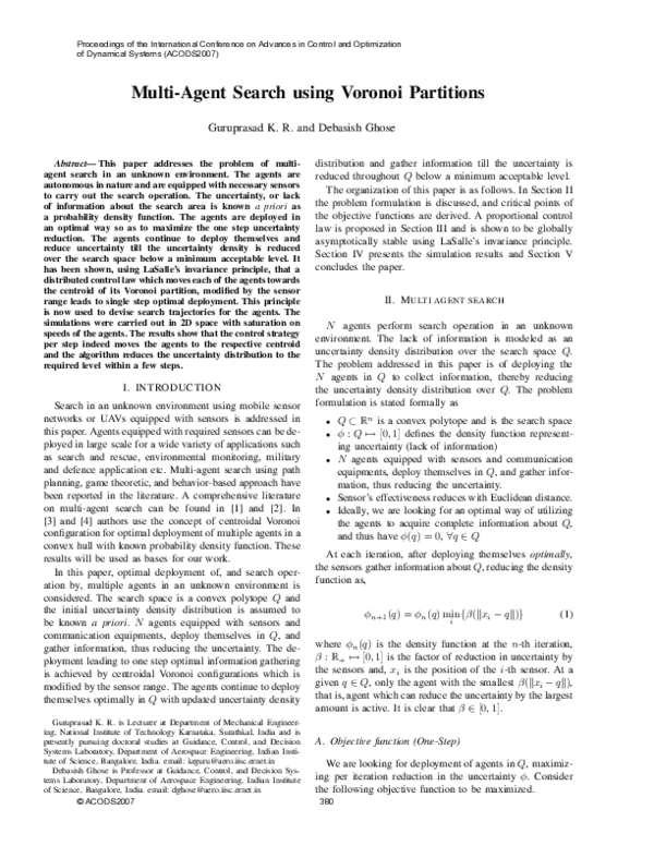 (PDF) Multi-agent search using Voronoi partitions