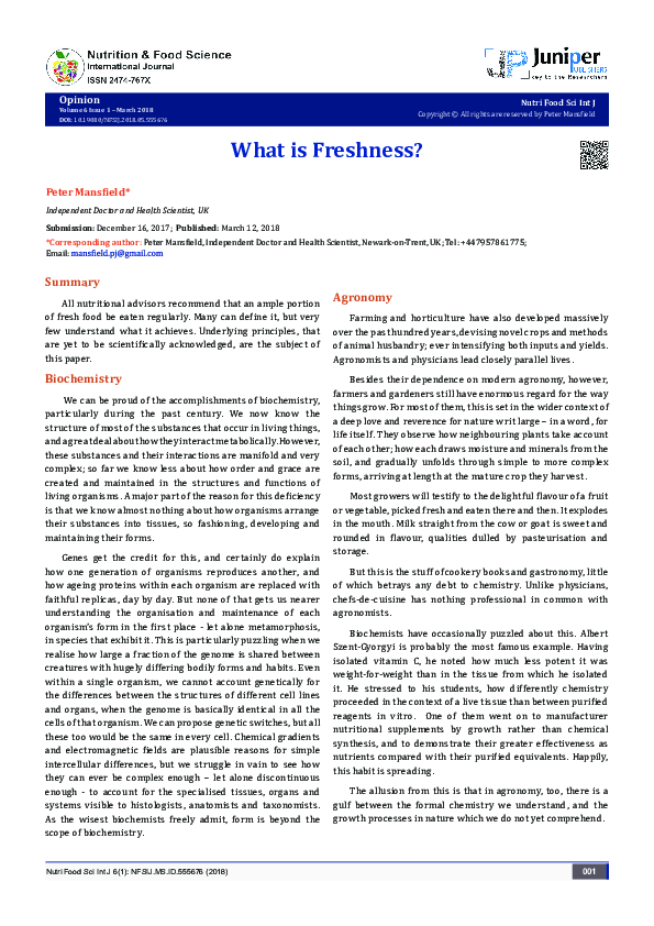 (PDF) What is Freshness?