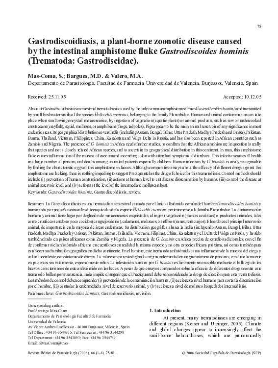 (PDF) Gastrodiscoidiasis, a plant-borne zoonotic disease caused by the ...