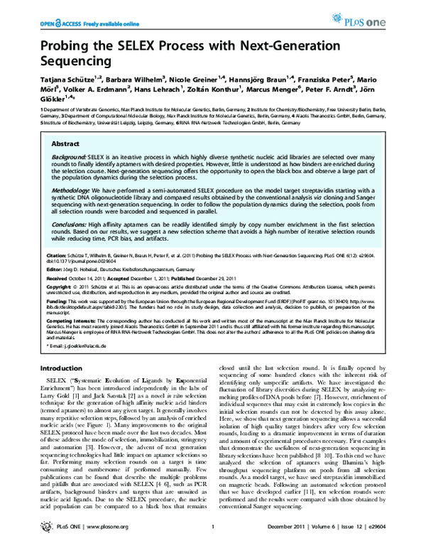 (PDF) Probing the SELEX process with next-generation sequencing