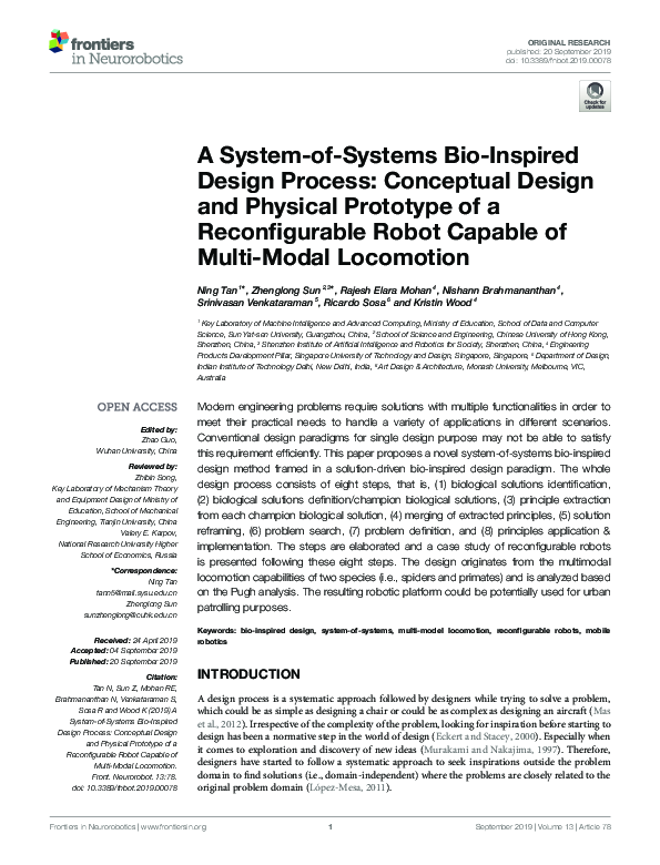 (PDF) A System-of-Systems Bio-Inspired Design Process: Conceptual Design and Physical Prototype ...