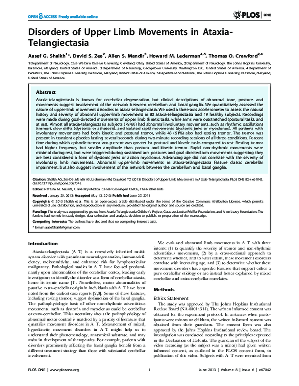 (PDF) Disorders of Upper Limb Movements in Ataxia-Telangiectasia