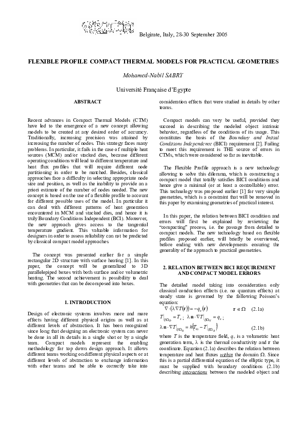 (PDF) Flexible Profile Compact Thermal Models for Practical Geometries