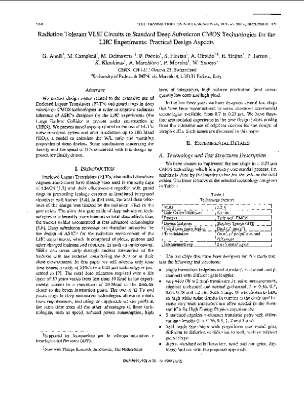 Pdf Radiation Tolerant Vlsi Circuits In Standard Deep Submicron Cmos Technologies For The Lhc