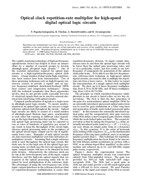 (PDF) Optical clock repetition-rate multiplier for high-speed digital optical logic circuits
