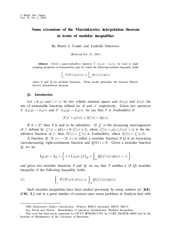 Pdf Some Extensions Of The Marcinkiewicz Interpolation Theorem In Terms Of Modular