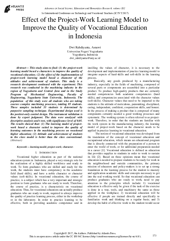 (PDF) Effect of the Project-Work Learning Model to Improve the Quality ...