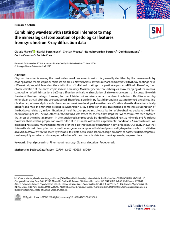 (PDF) Combining wavelets with statistical inference to map the mineralogical composition of ...