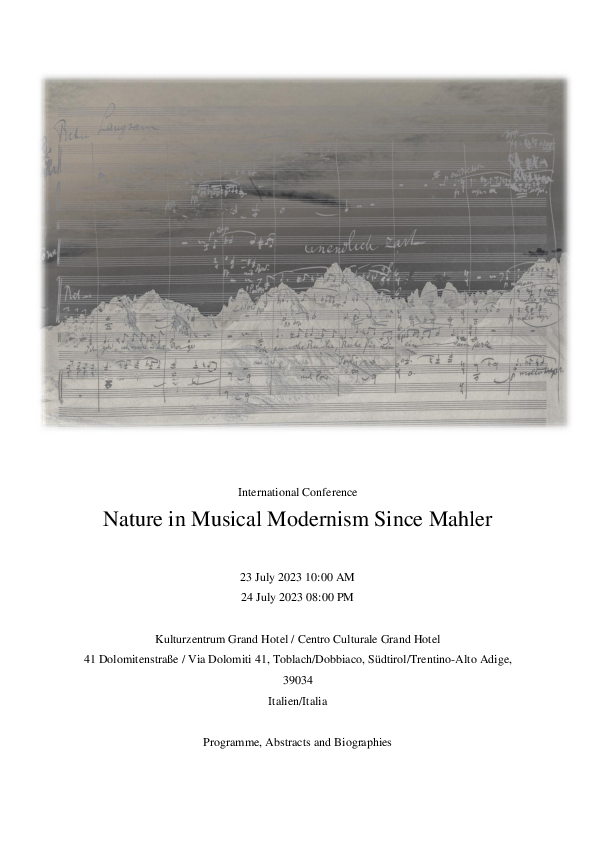 (PDF) Nature in Musical Modernism Since Mahler International Conference ...