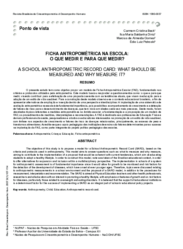 (PDF) A school anthropometric record card: what should be measured and ...
