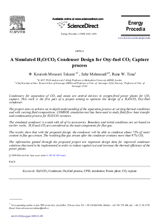 (PDF) A simulated H2O/CO2 condenser design for oxy-fuel CO2 capture process