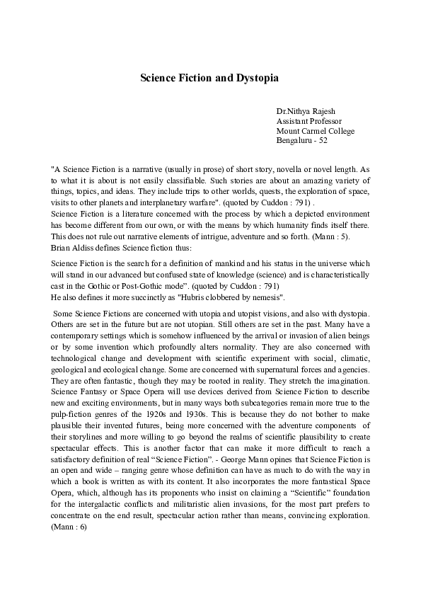 (DOC) Science Fiction and Dystopia