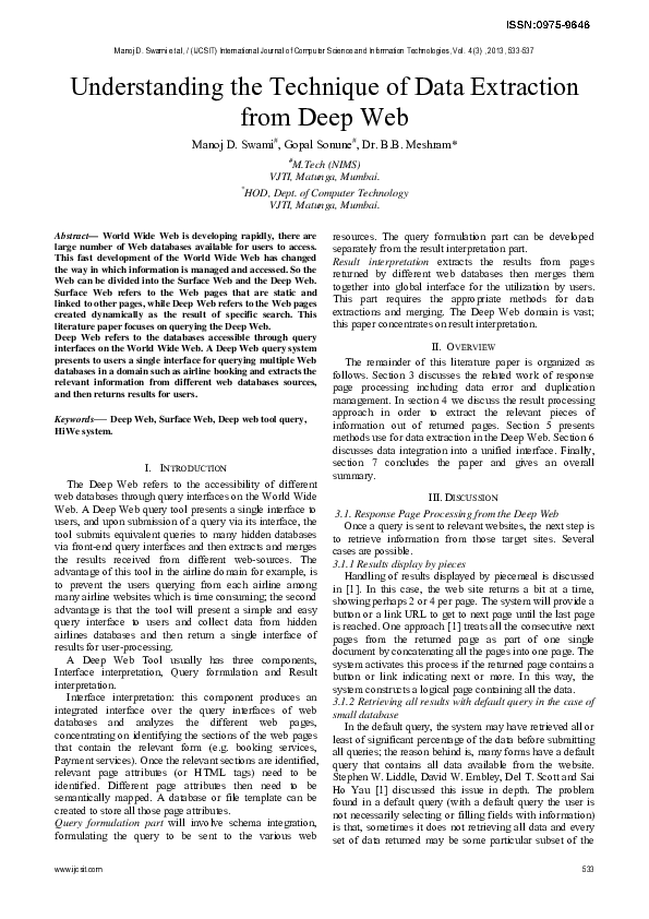 (PDF) Understanding the Technique of Data Extraction from Deep Web