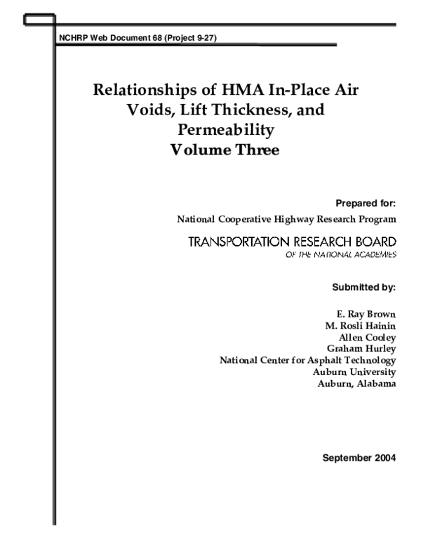 (PDF) Relationships of HMA in-place air voids, lift thickness, and ...