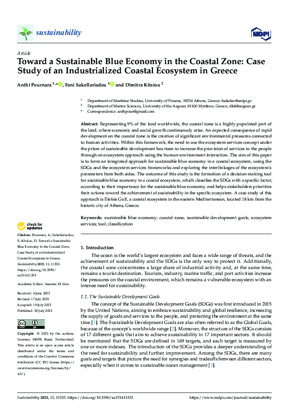 (PDF) Toward a Sustainable Blue Economy in the Coastal Zone: Case Study ...