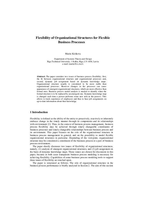 (PDF) Flexibility of Organizational Structures for Flexible Business ...