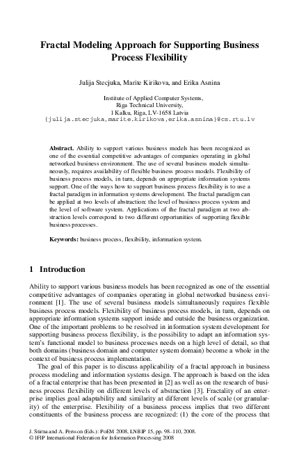 (PDF) Fractal Modeling Approach for Supporting Business Process Flexibility