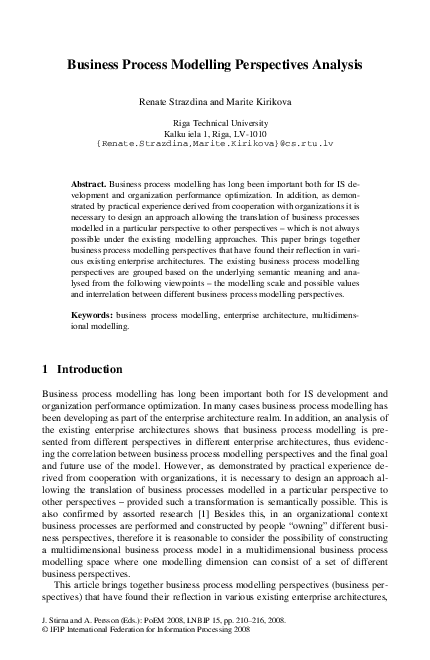 (PDF) Business Process Modelling Perspectives Analysis