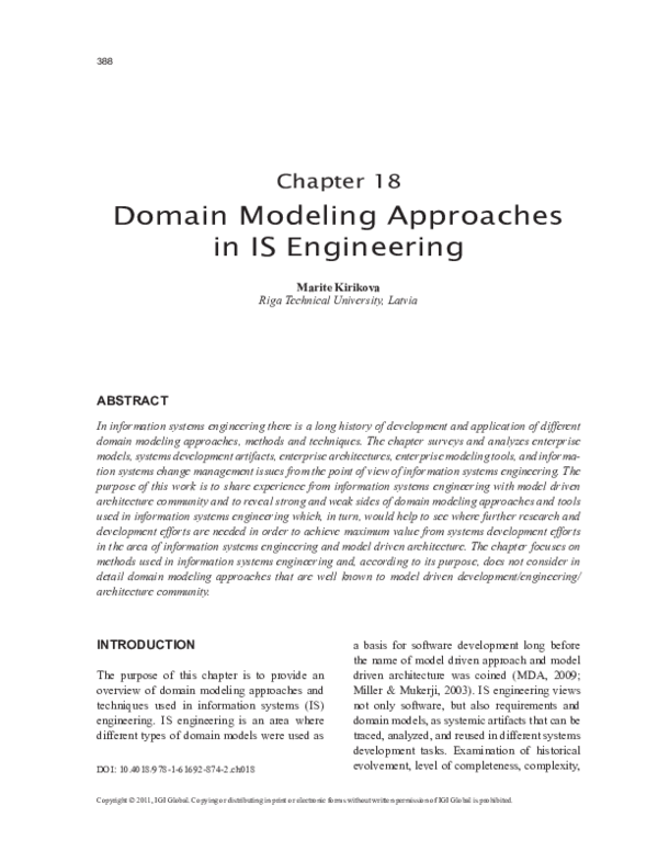 (PDF) Domain Modeling Approaches in IS Engineering