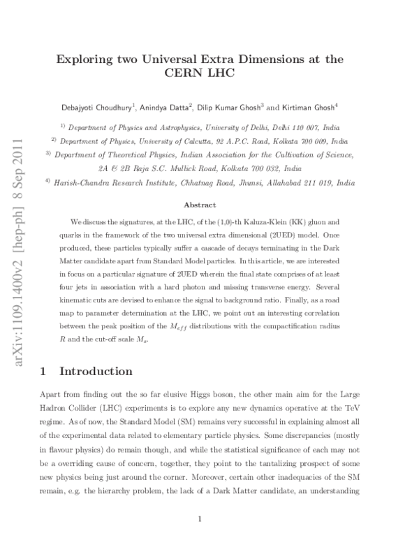 (PDF) Exploring two universal extra dimensions at the CERN LHC