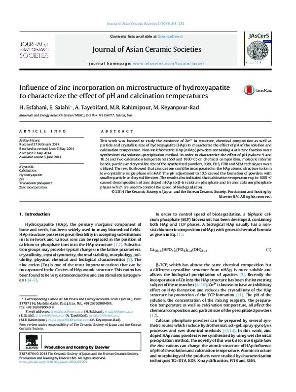 (PDF) Influence of zinc incorporation on microstructure of ...