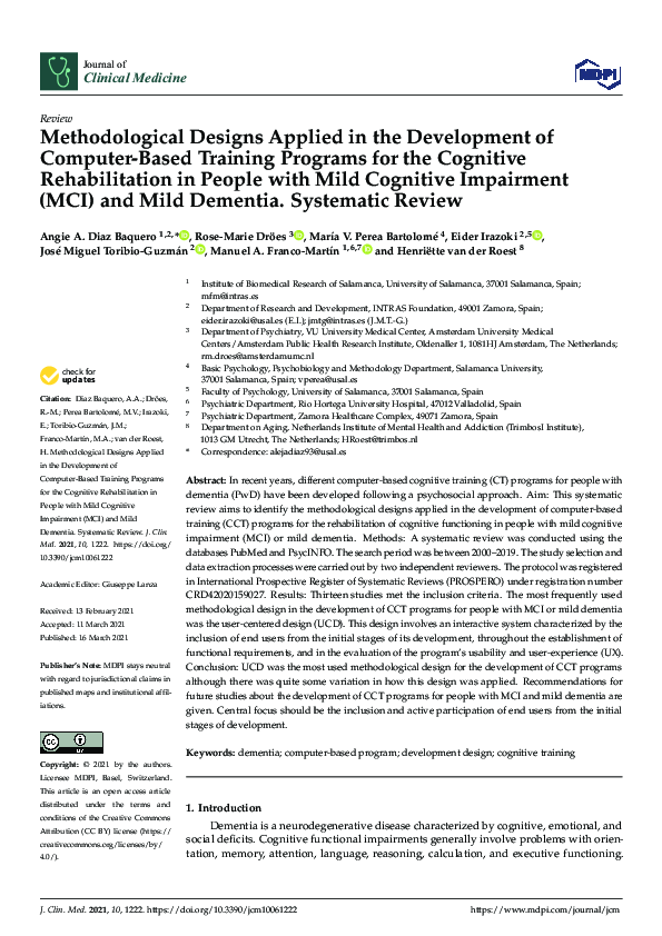 (PDF) Methodological Designs in Computer-Based Training for Cognitive Rehabilitation of MCI and ...
