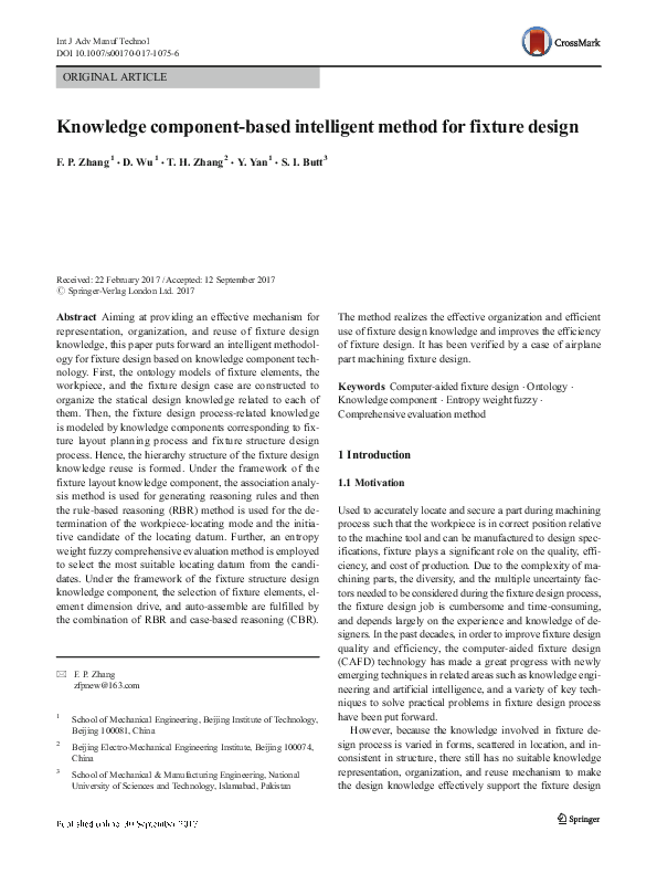 (PDF) Knowledge component-based intelligent method for fixture design