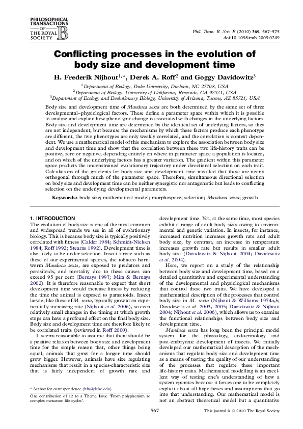 (PDF) Conflicting processes in the evolution of body size and ...