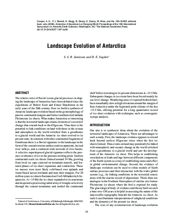 (PDF) Landscape evolution of Antarctica