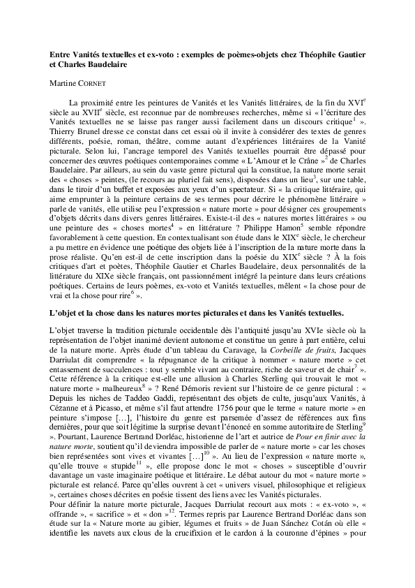 (PDF) Entre Vanités textuelles et ex-voto : exemples de poèmes-objets ...