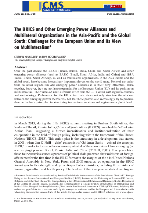 (PDF) The BRICS and Other Emerging Power Alliances and Multilateral Organizations in the Asia ...