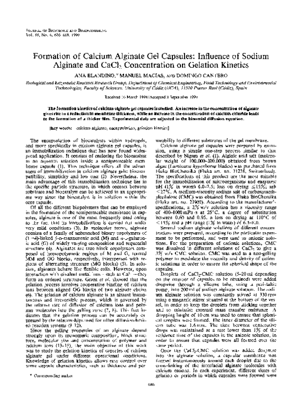 (PDF) Formation of calcium alginate gel capsules: Influence of sodium ...