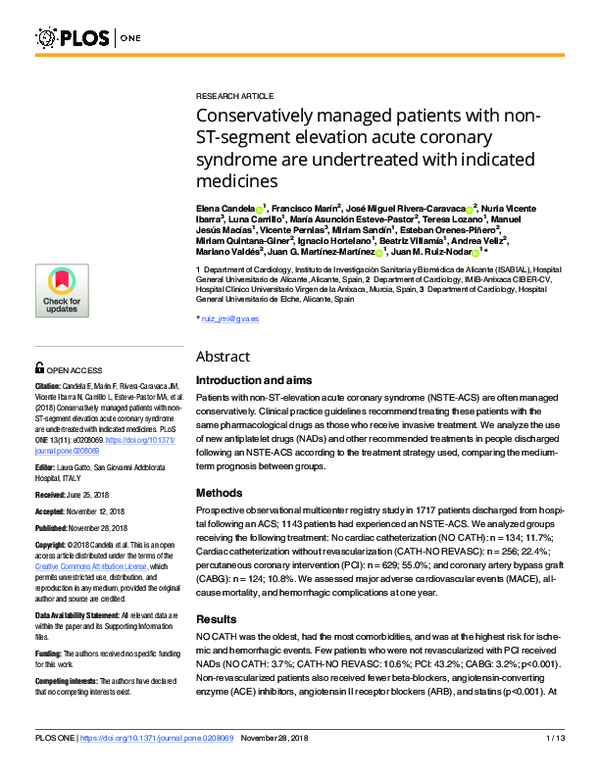 (PDF) Conservatively managed patients with non-ST-segment elevation ...