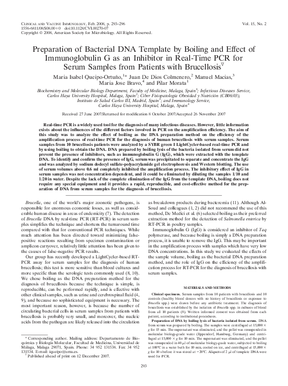 (PDF) Preparation of Bacterial DNA Template by Boiling and Effect of ...