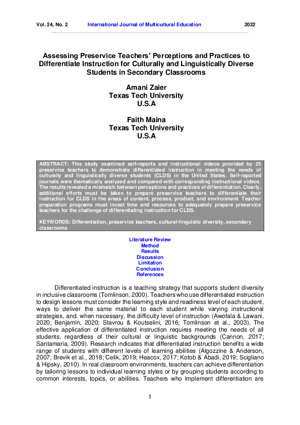 (PDF) Assessing Preservice Teachers’ Perceptions and Practices to ...