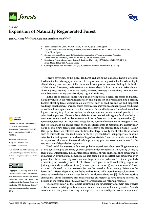 (PDF) Expansion of Naturally Regenerated Forest