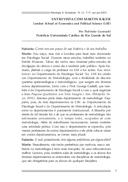 (PDF) Entrevista com Martin Bauer