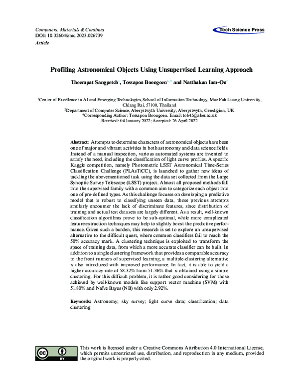 Pdf Profiling Astronomical Objects Using Unsupervised Learning Approach