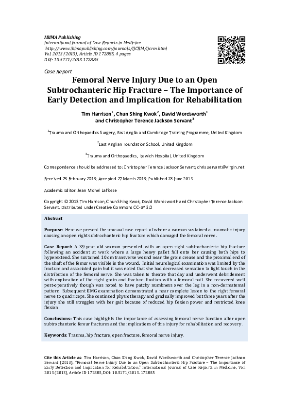 (PDF) Femoral Nerve Injury in Subtrochanteric Fracture