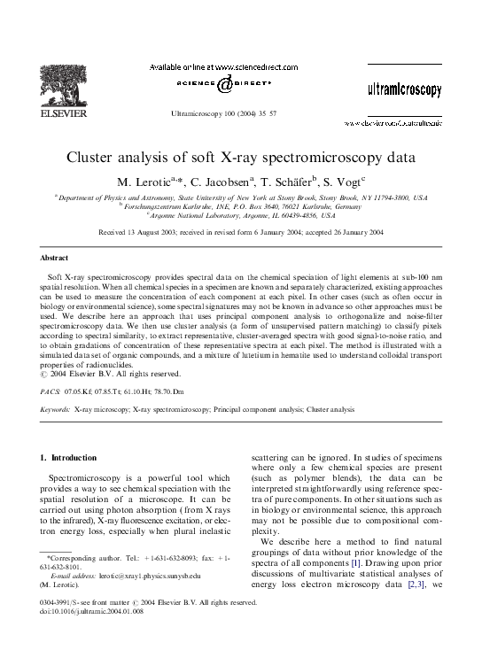 (PDF) Cluster analysis of soft X-ray spectromicroscopy data